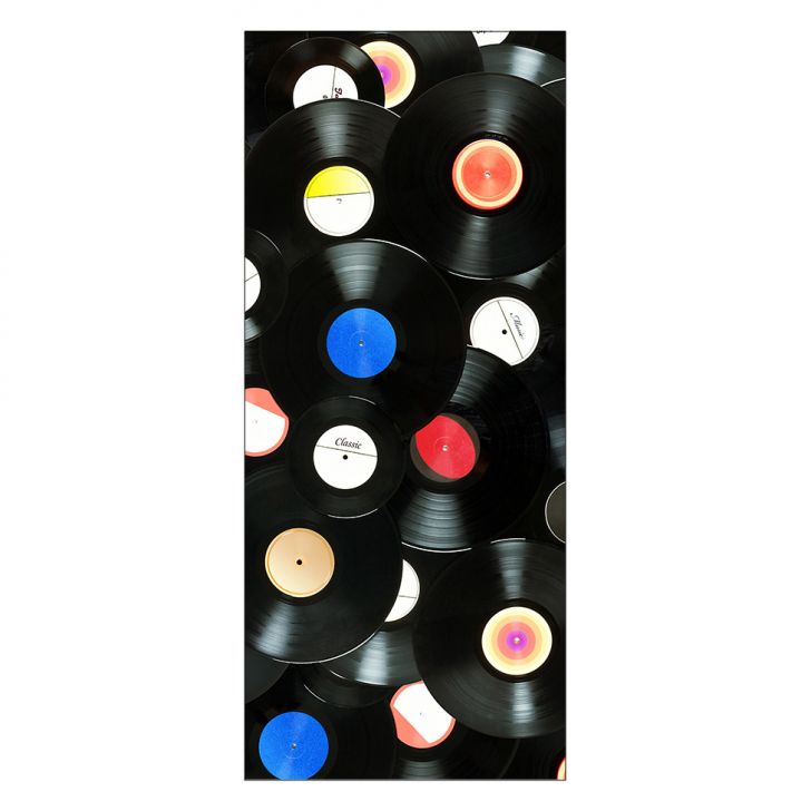 Adesivo Decorativo de Porta - Discos - 085pt-P Auto Colante