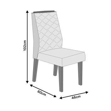 Jogo de Mesa Ruby Freijo/Preto c/ Vidro 4 Cad. Stiles Moca