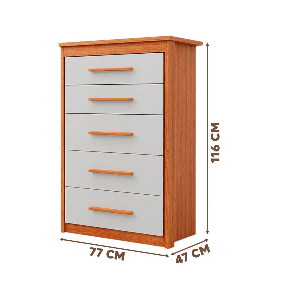 Cômoda Pequena 5 Gavetas Freijó Off White Elegance Batrol