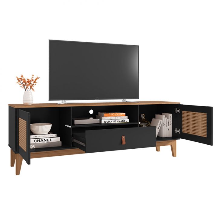 Rack Esmeralda Preto e Noce 160 cm