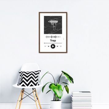 Quadro Gênero Musical Trap 43x30 Caixa Marrom Branco