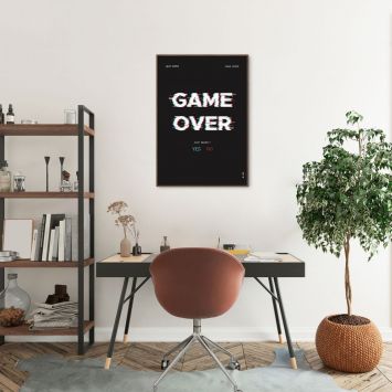Quadro Gamer Game Over Menu 60x43 Filete Marrom
