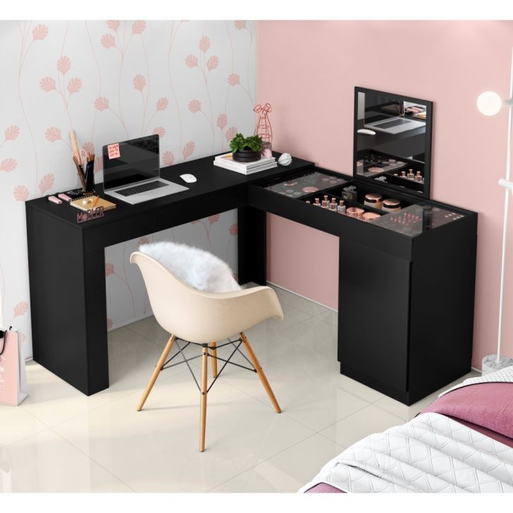 Escrivaninha Penteadeira Aouita com Espelho Preto