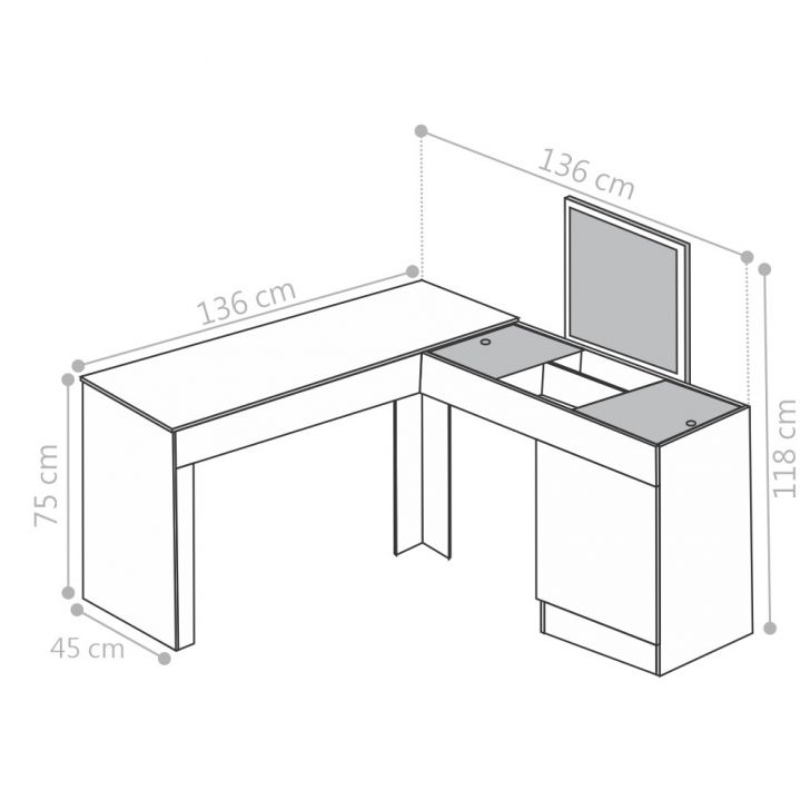 Escrivaninha Penteadeira Aouita com Espelho Preto