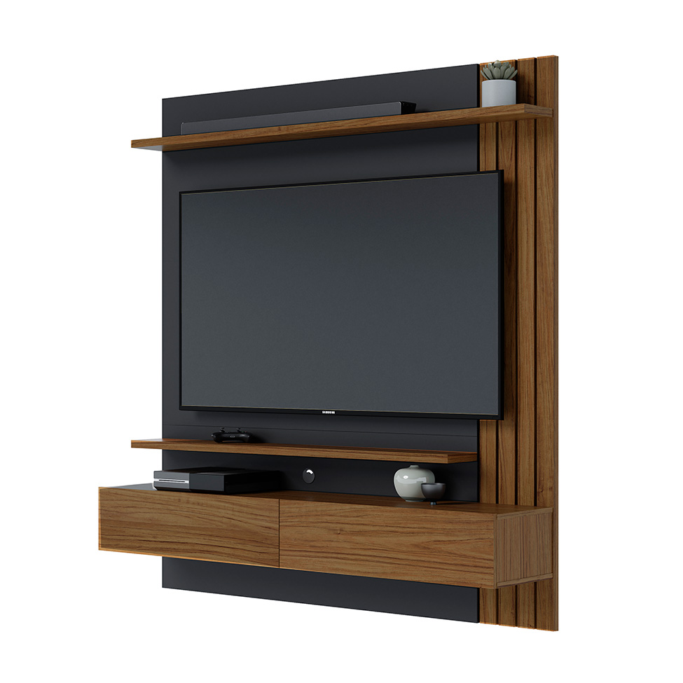 Painel de TV até 65 Polegadas Juriti Noce Milano e Preto