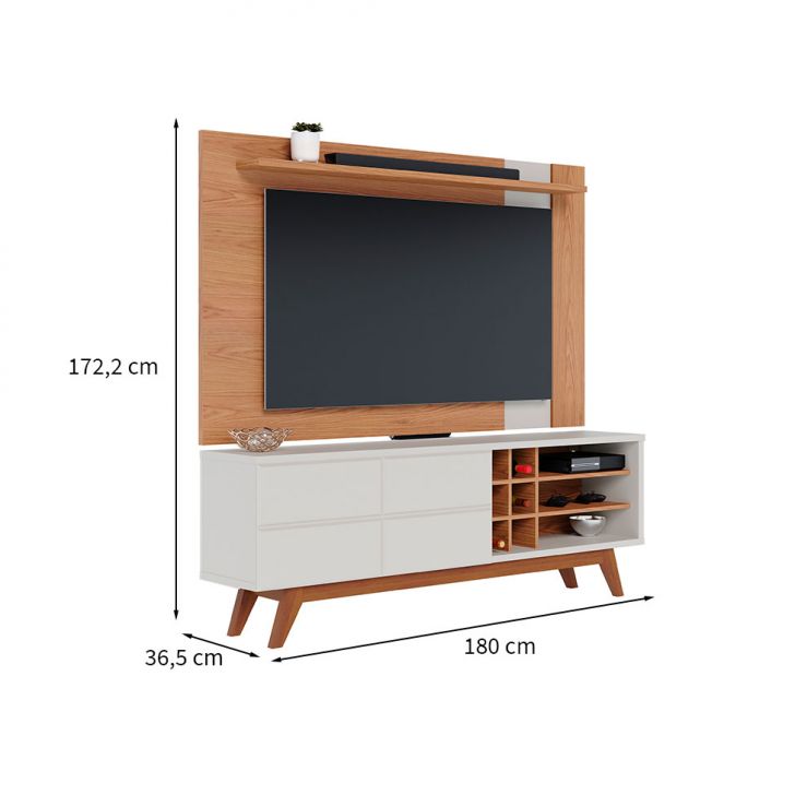 Rack Noronha com Painel para TV até 70 Polegadas Leme Freijó e Off White