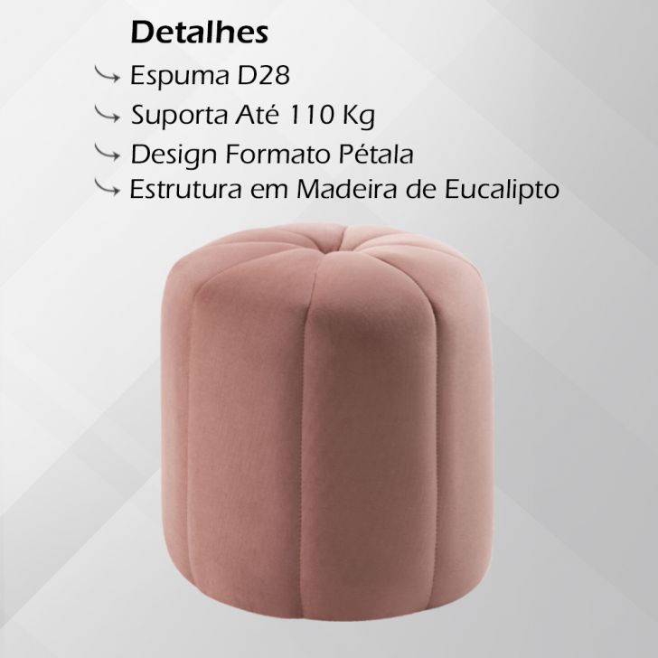 Puff Puf Para Sala P09 Veludo Rosa Dmobiliario