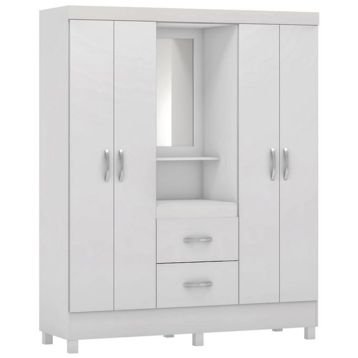 Guarda Roupa Capelinha 4 Portas 42220 Branco Rosa Flex Demobile