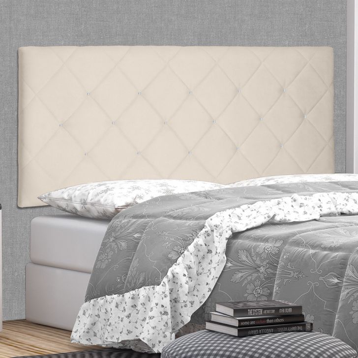 Cabeceira Painel Estofada Cama Box Casal Tânia 140cm Suede Bege - Desk ...