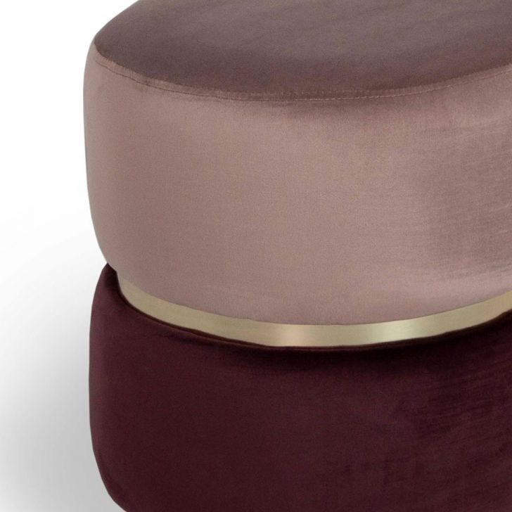 Puff Round Rainbown Veludo Rosa e Uva