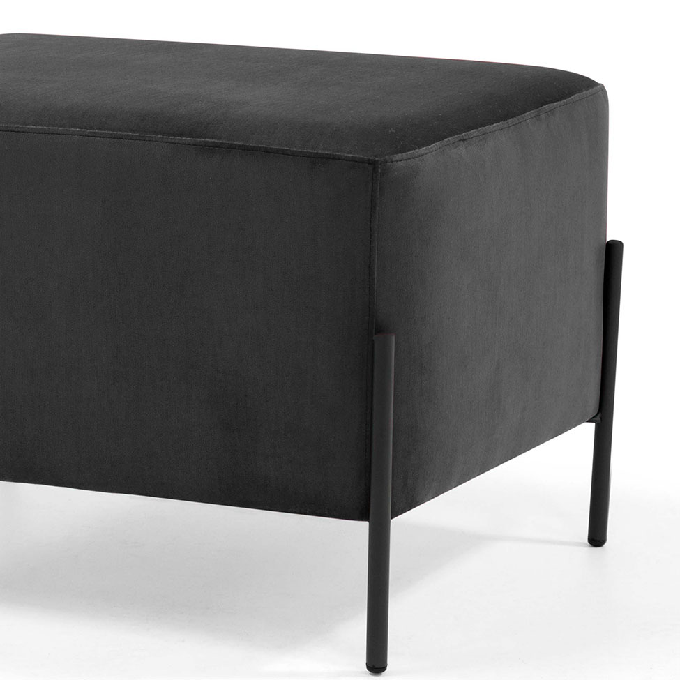 Puff Status Suede Cinza e Preto