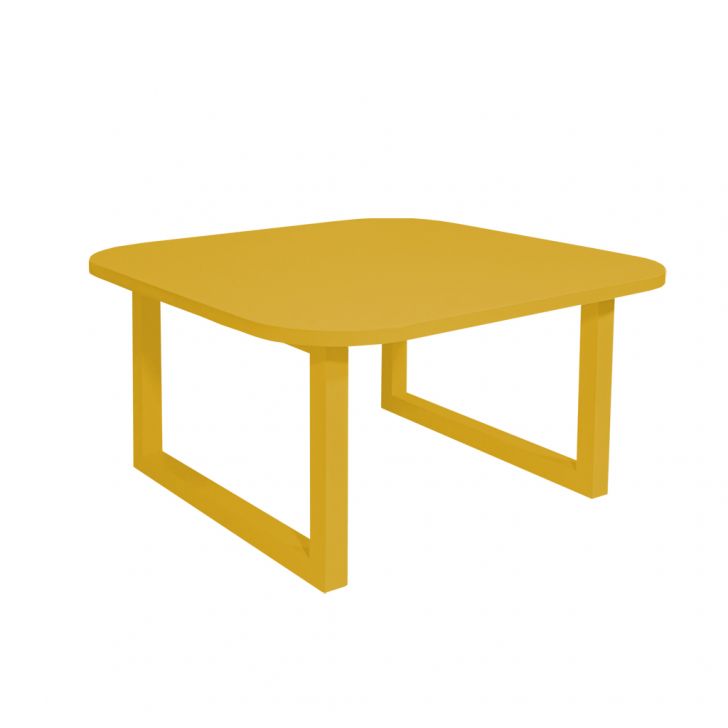 Mesa De Centro Lateral De Apoio Para Sala Estar Square Amarelo Laca