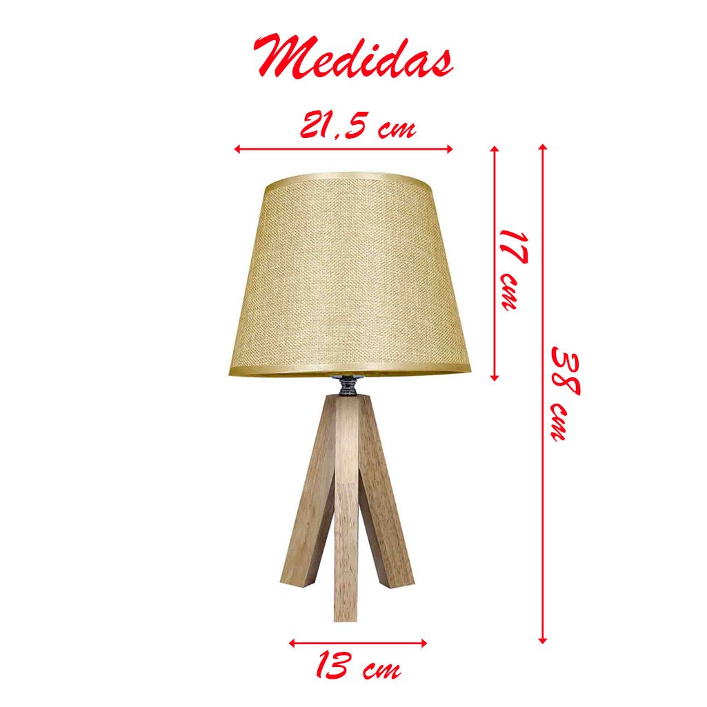 Abajur Luminária Rustica Dourada Branca De Mesa 38cm Bivolt 110/220v