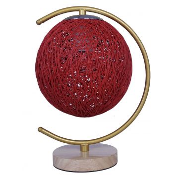 Abajur Luminária Rustica Vermelha Branca De Mesa 27,5cm Bivolt 110/220v