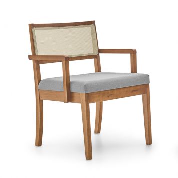 Poltrona Íris Linho Cinza e Imbuia