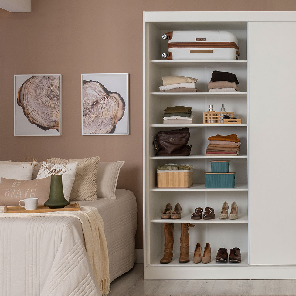 Guarda-Roupa Modulado com Prateleiras Tuyo 2 PT Articuladas Branco 90 cm