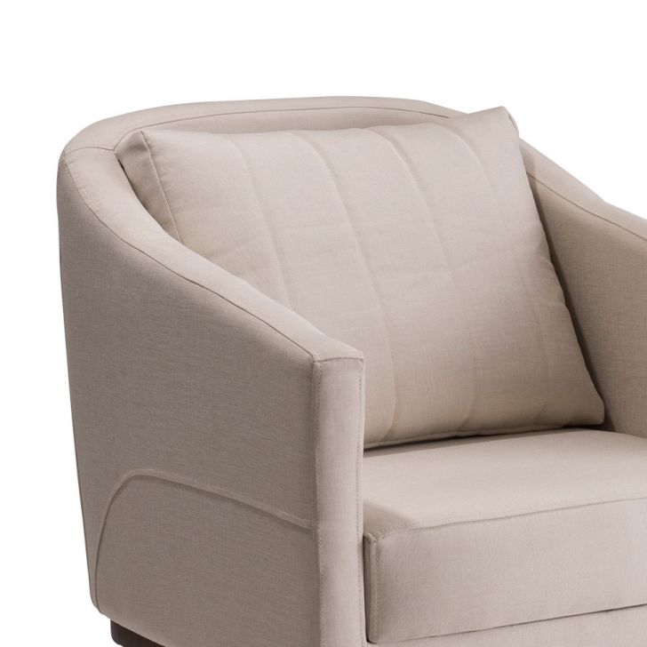 Poltrona Agatha Linho Marrom Claro