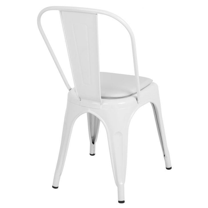Cadeira Iron Tolix design industrial com almofada Branco com almofada branca