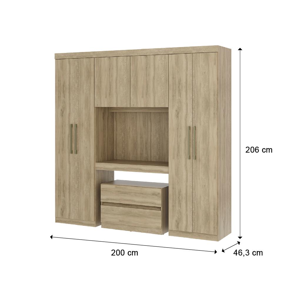 Guarda Roupa Infantil 6 Portas 2 Gavetas Porto Noce Com Escrivaninha ...