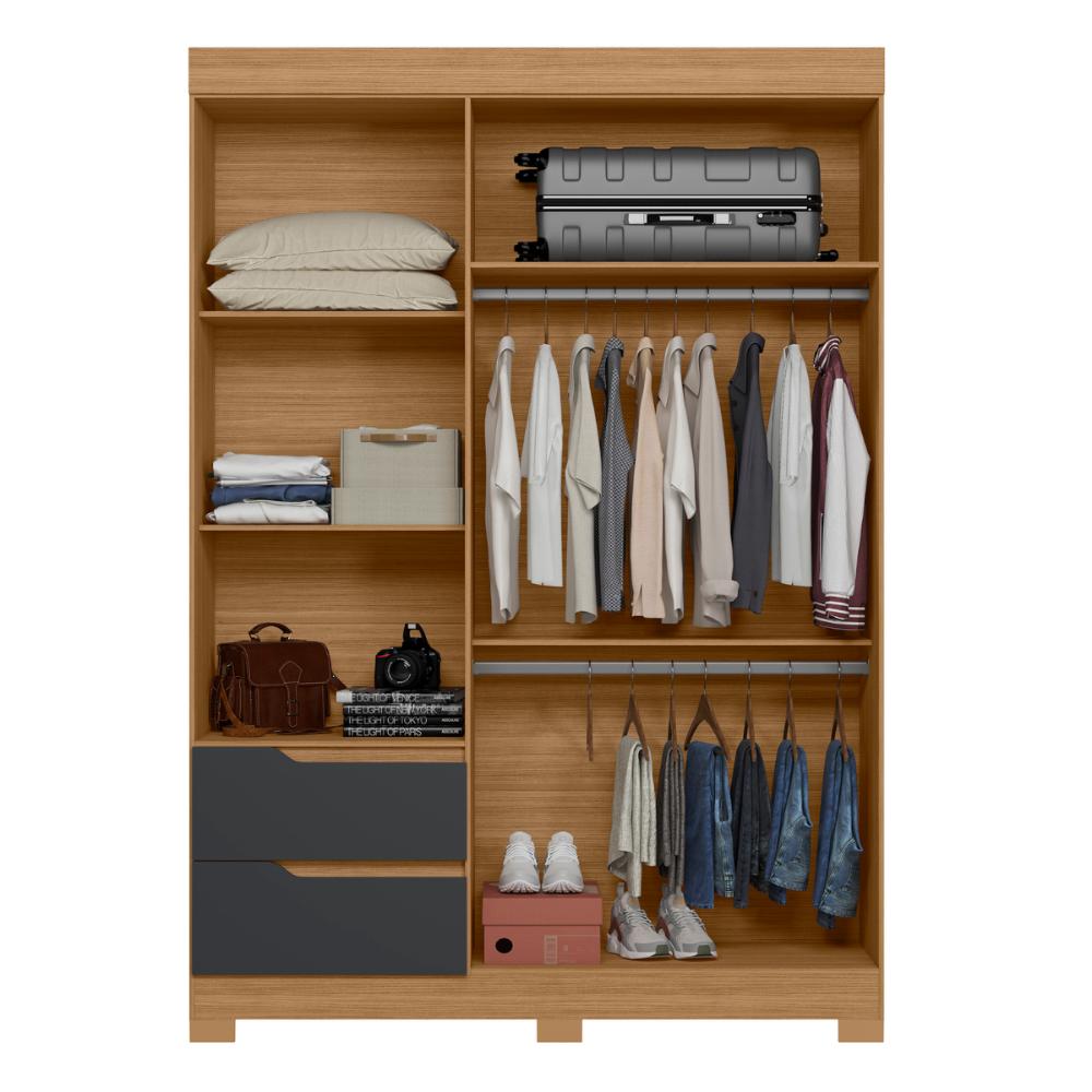 Roupeiro Solteiro 4 Gavetas Guaraci Nature Titanium