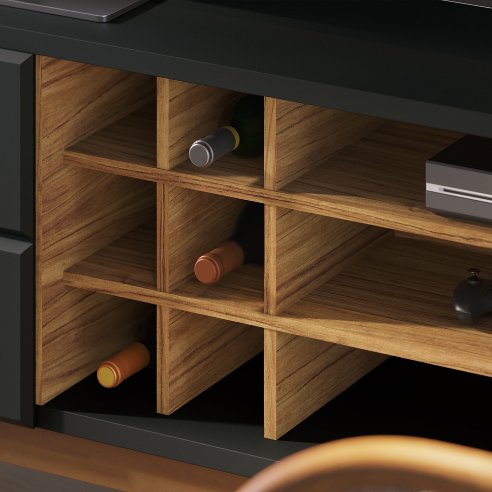 Bancada Rack Para TV 70 Polegadas Com Adega Noronha Preto Noce Milano CLB