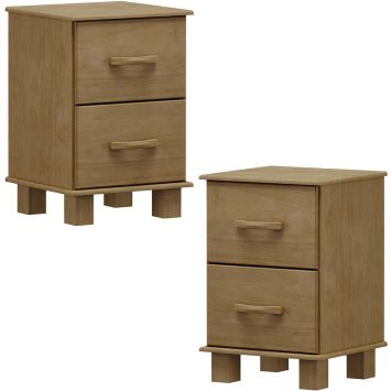 Kit 02 Mesas de Cabeceira Madeira Maciça 2G 42 cm 1137 Freijo Milani Store