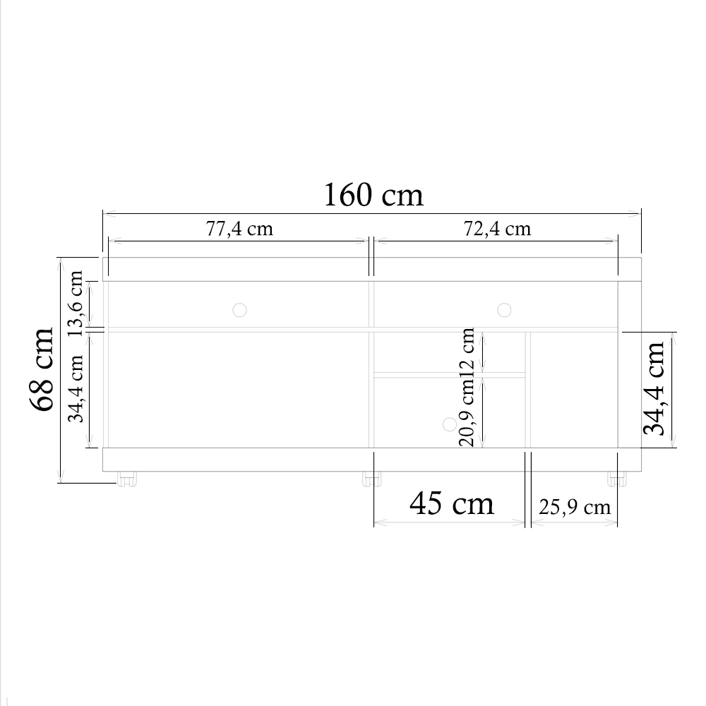 Rack 2 Portas Inaja E Painel TV 70 Polegadas Leme Freijo Off White Matte CLB