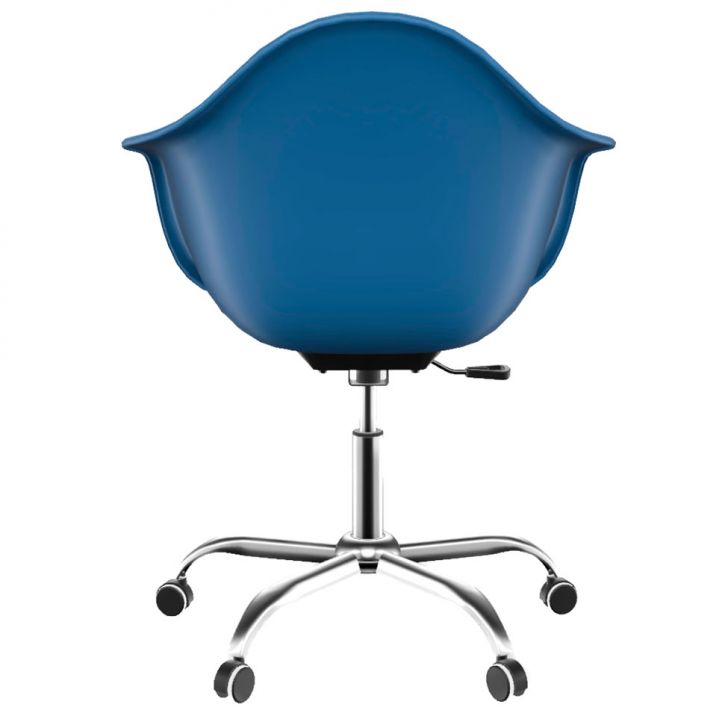 Cadeira Eames Arm Office Azul Zimbra e Cromada