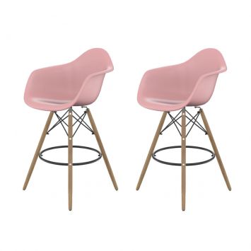 Conjunto com 2 Banquetas Eames Arm DSW Rosa