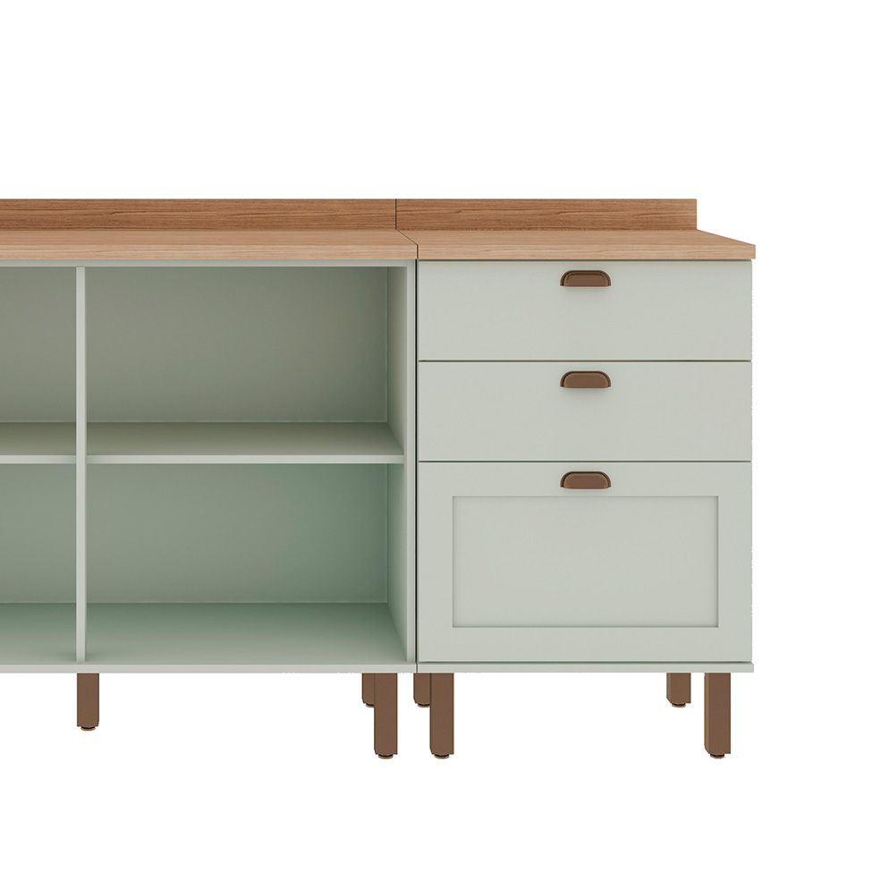 Cozinha Iluminata 7 PT 4 GV Verde Mint e Ébano