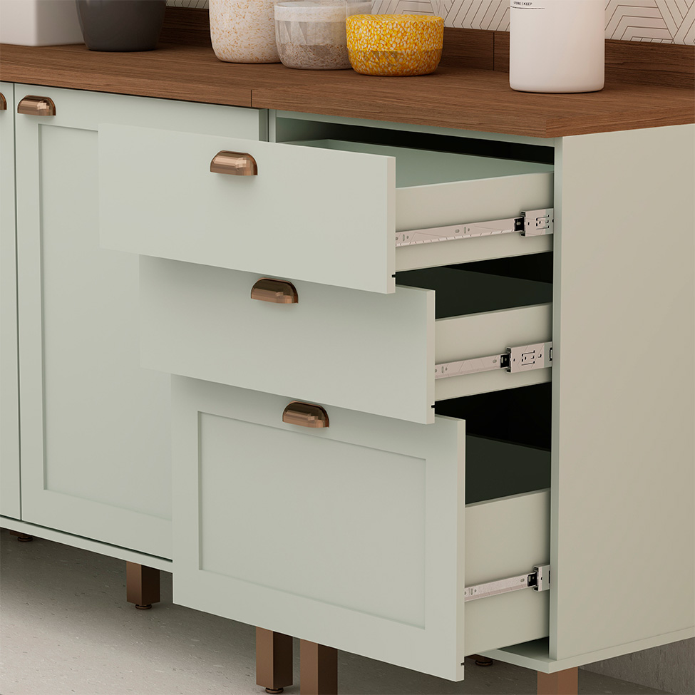 Cozinha Iluminata 7 PT 4 GV Verde Mint e Ébano