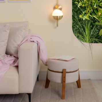 Puff Frapê Linho Cru 47 cm