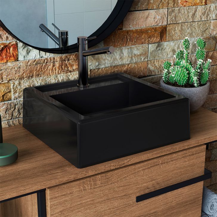 Cuba para Banheiro Quadrada Ametista Preta