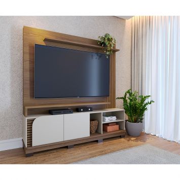 Estante para Home Theater e TV até 75 Polegadas Jurerê 2 PT Amêndoa e ...