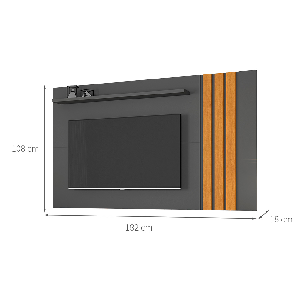 Painel para TV até 65 Polegadas Atraente Grafite e Cinamomo
