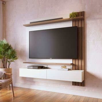 Painel para TV até 65 Polegadas Juriti 2 Portas Off White e Amêndoa
