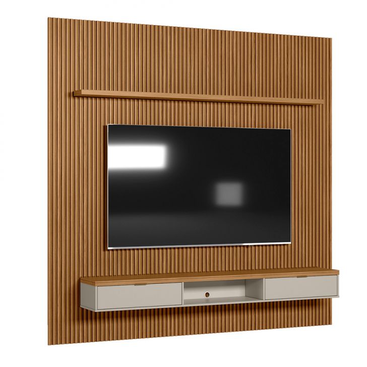 Painel para TV até 75 Polegadas Anne 2 PT Nature e Off White 260 cm