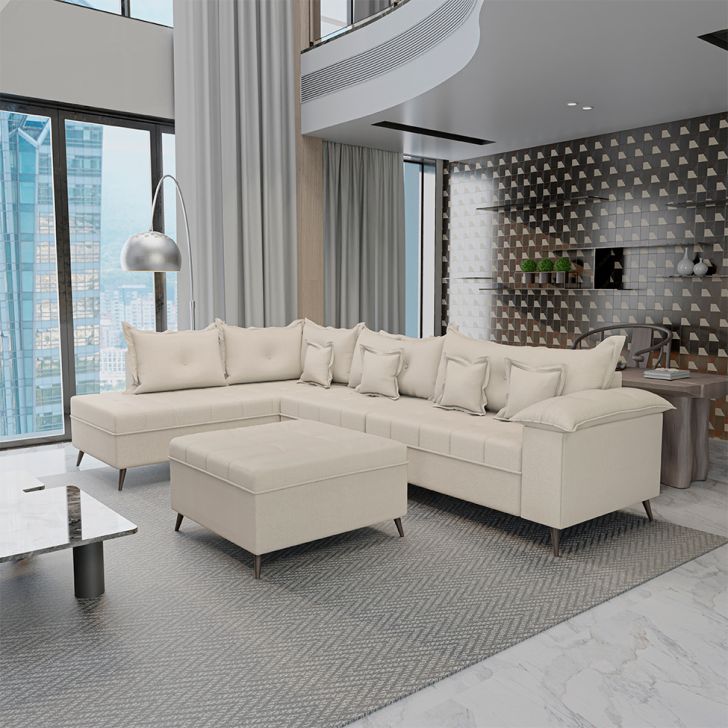 Sofá de Canto Cancun Linho Natural