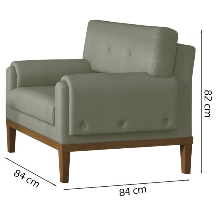 Poltrona Decorativa Base Em Madeira Fany TCE 1026 Moll