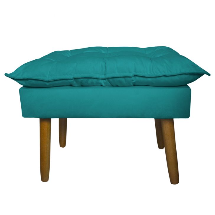 Puff Decorativo para Sala de Estar Opala Suede Azul Turquesa ...