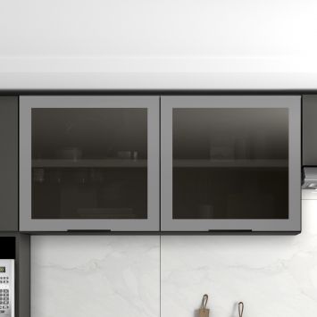 Armário Aéreo 120cm 2 Portas de Vidro Grace Grafite Z44 - Mpozenato