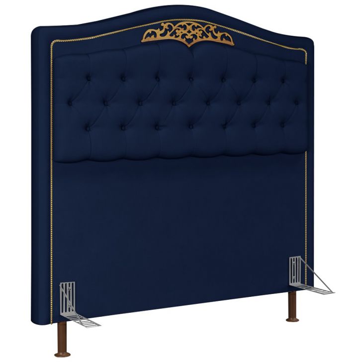 Cabeceira Cama Box Casal 140cm com Tachas Imperial Veludo J02 Azul ...