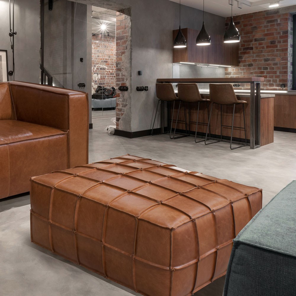 Puff Decorativo Retangular Trançado Minneapolis T02 Couro Capucciano ...