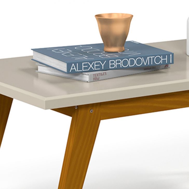 Mesa de Centro Retangular Prism Off White e Marrom