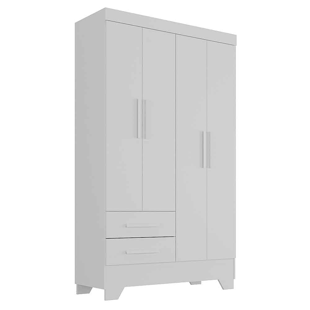 Guarda Roupa Infantil Colorir 4 Portas 2 Gavetas Branco - Moville