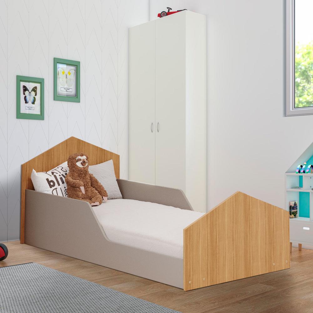 Cama Infantil Montessoriana Com Grades De Proteção Cinza Nature Ceci ...