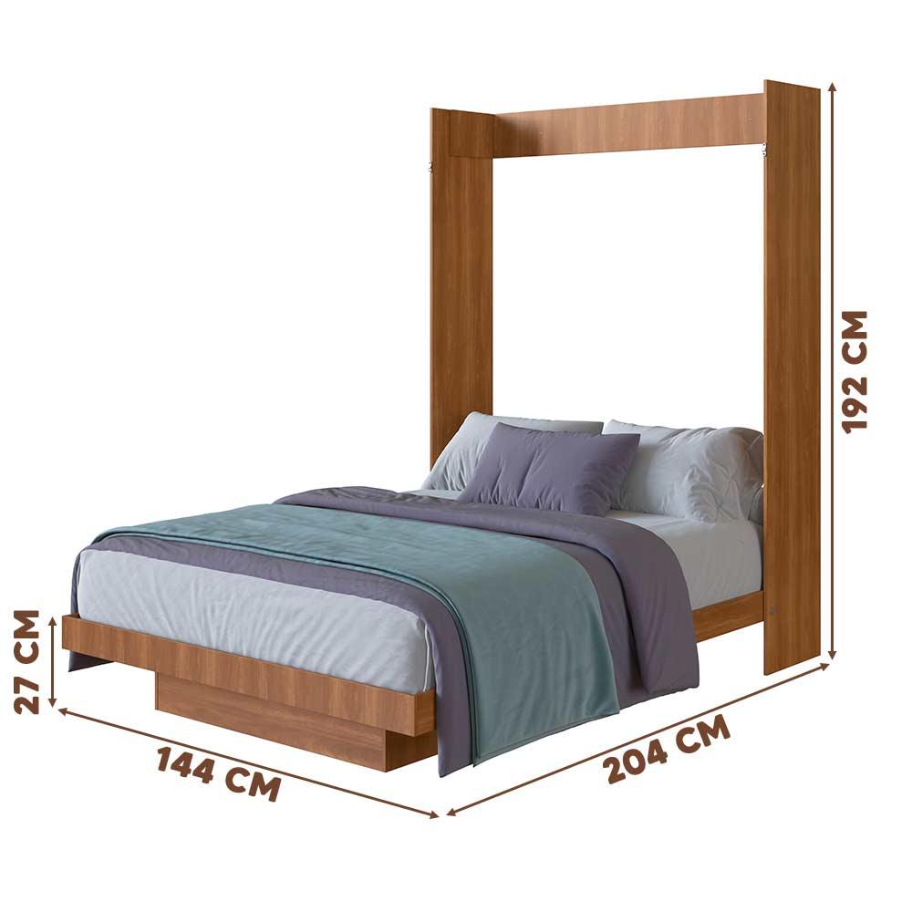 Cama Retrátil Embutida Casal Nogal Com Colchão Erias Shop Jm