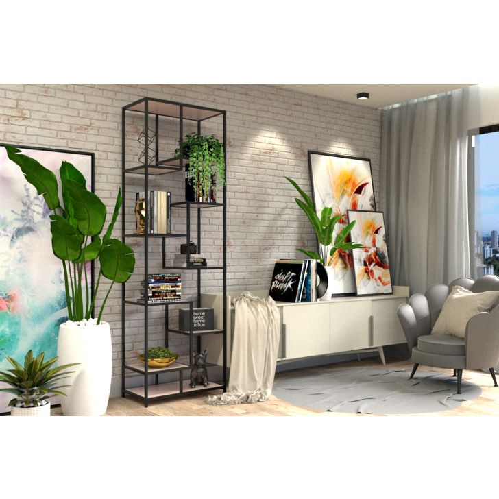Estante De Metalon e Madeira para Sala Elegance - Rosa Milkshake - 0 ...