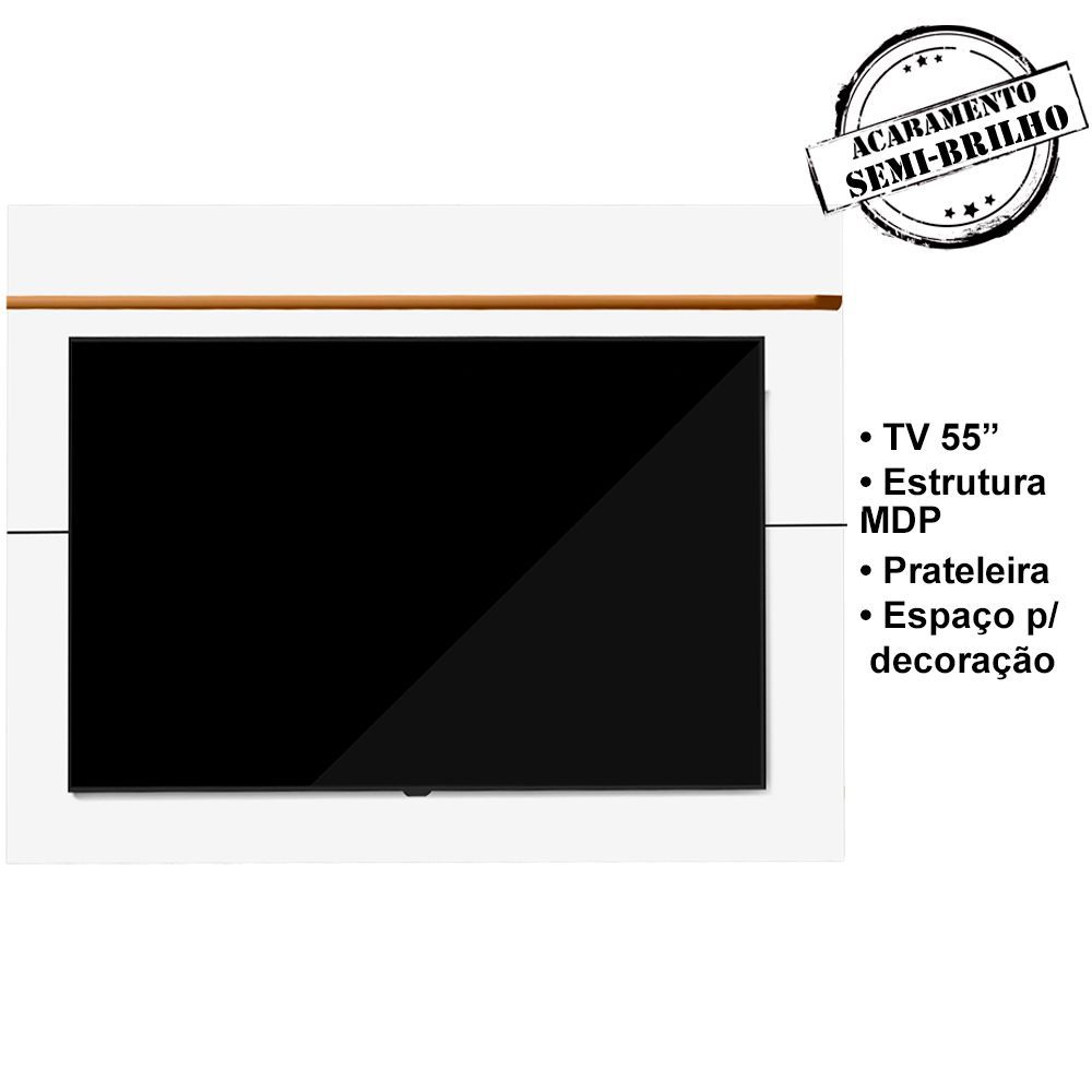 Painel Com Rack TV 55 Pol 1412X1469 Branco Nature Tebar