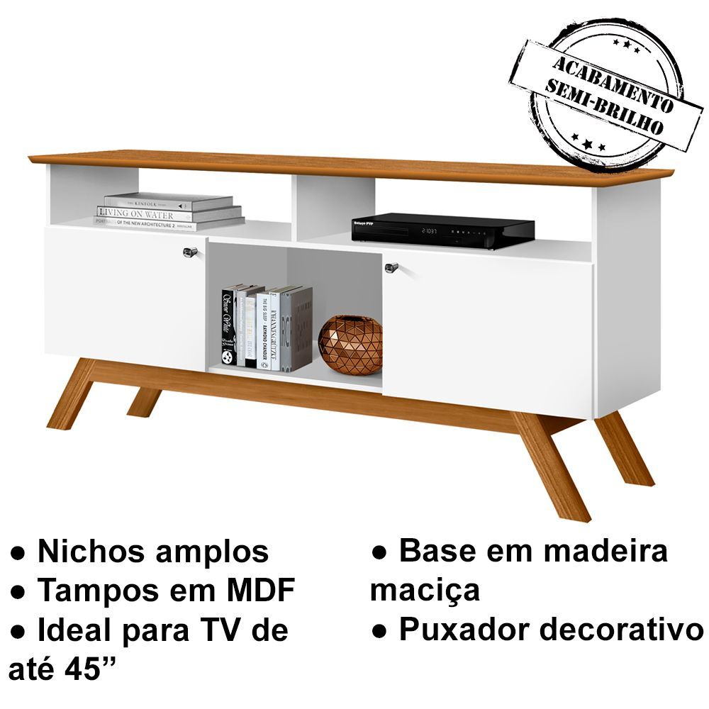 Painel Com Rack TV 55 Pol 1412X1469 Branco Nature Tebar